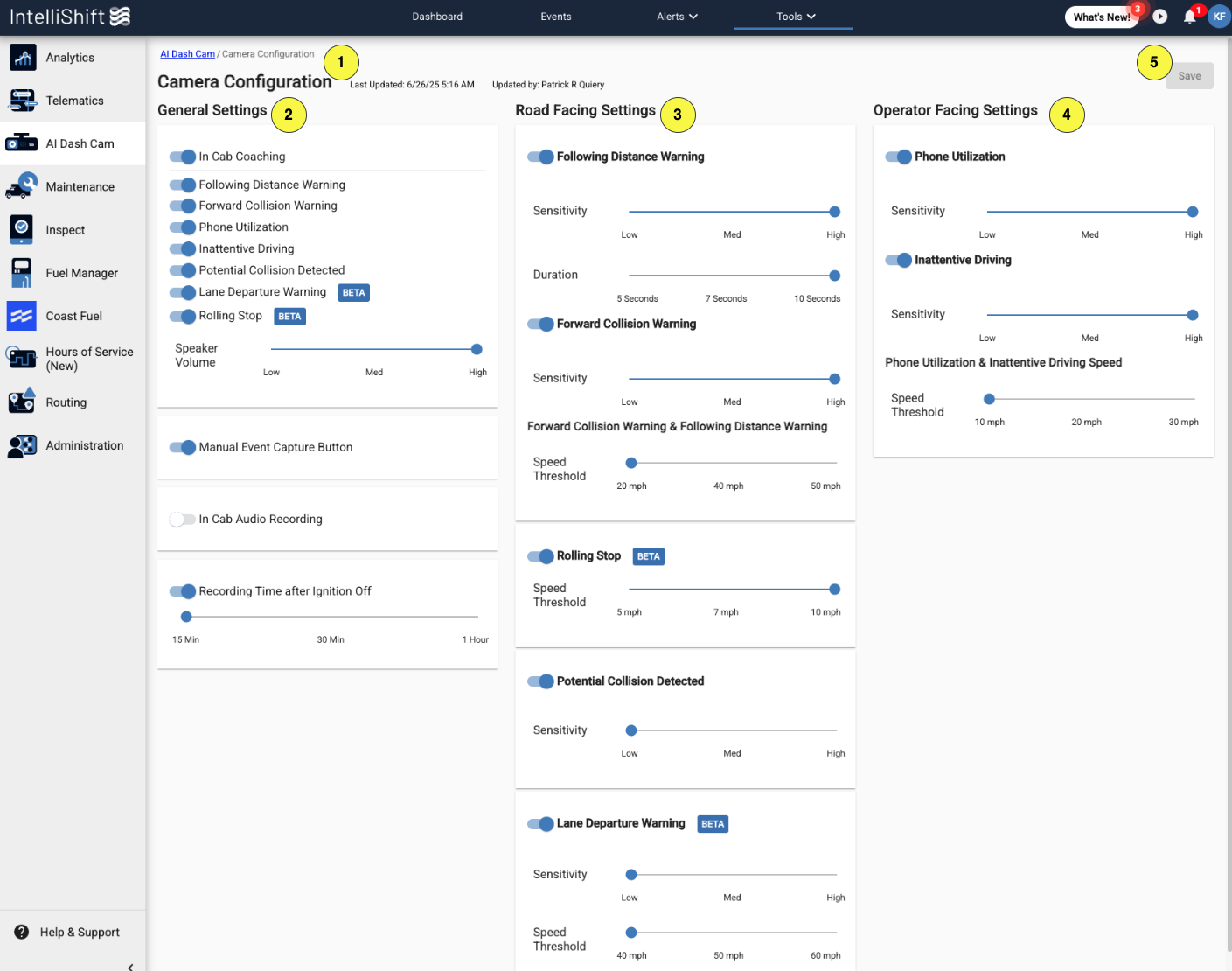 View and Manage Camera Configuration